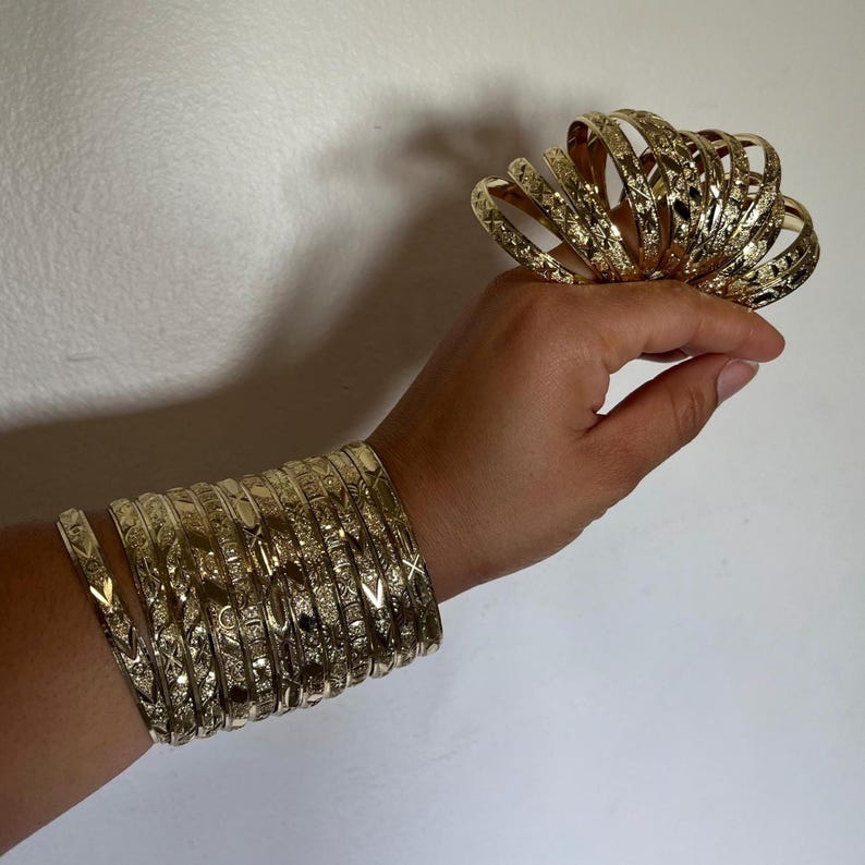 18-24k GOLD Gold Filled Bangle Set, Stackable Bracelets - Etsy Australia