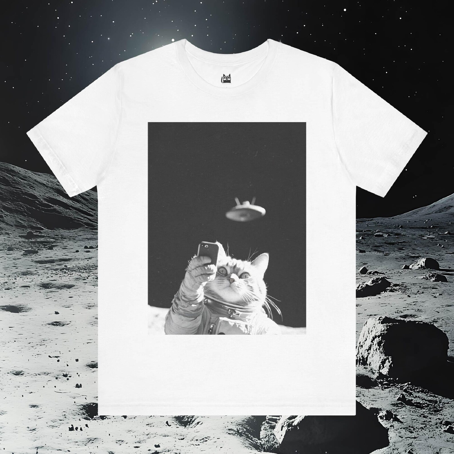 Cat UFO Selfie, Moon Landing, Astrocats, Ufo Cat, Space Cat Shirt, Ufo ...