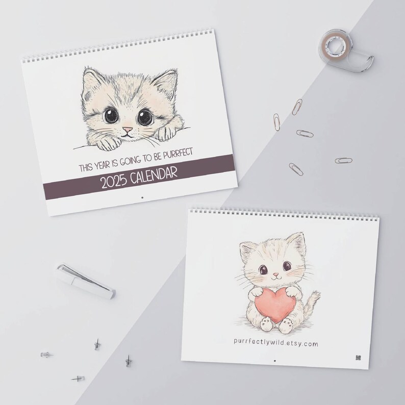Cat Wall Calendar 2025, Cute Kitten Calendar for Cat Ladies Lovers ...