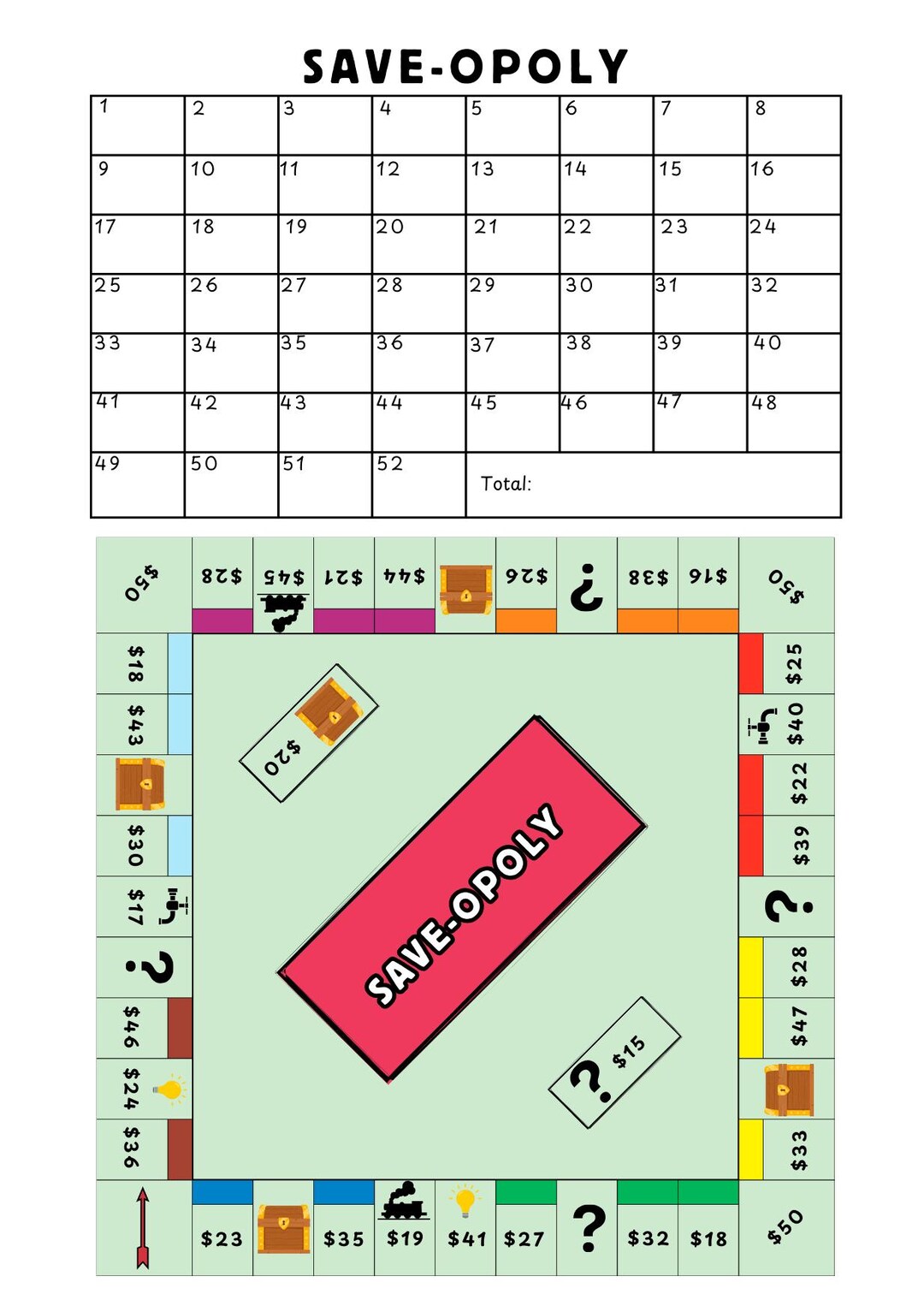 Save-opoly for Bullet Journal - Etsy