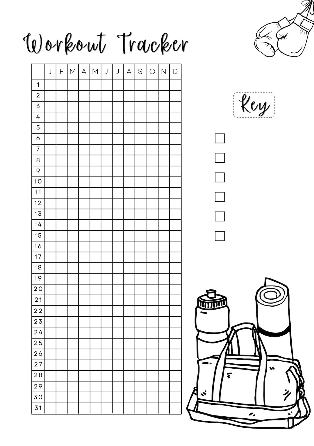 Workout Tracker - Bullet Journal - Etsy