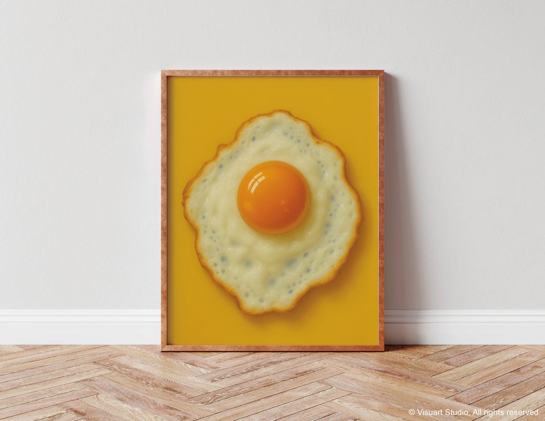 Fried Egg Pop Art Print | Yellow Kitchen Wall Decor | Sunny Side up ...