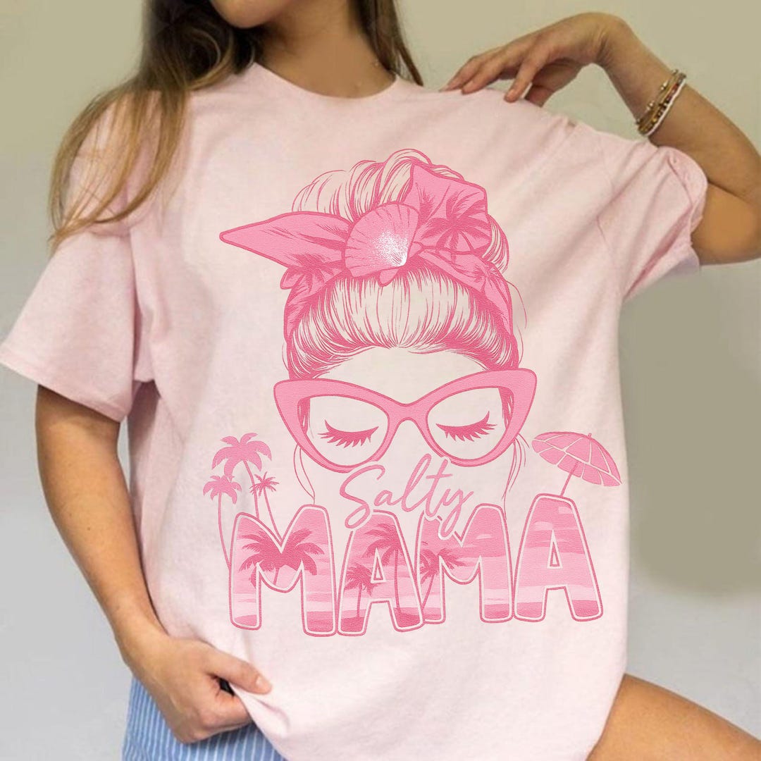 Pink Salty Mama PNG, Tropical Summer Mom Sublimation File, Retro Beach ...