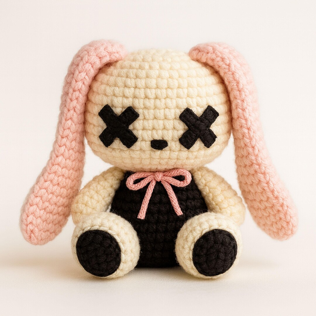 Creepy Cute Bunny Crochet Doll Amigurumi Plush Handmade Goth Pastel Toy ...