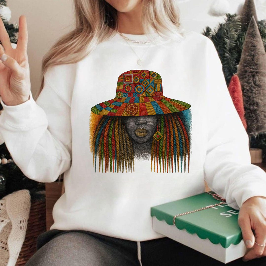 Afro Woman Embroidery File African Pattern Hat With Braids Geometric ...