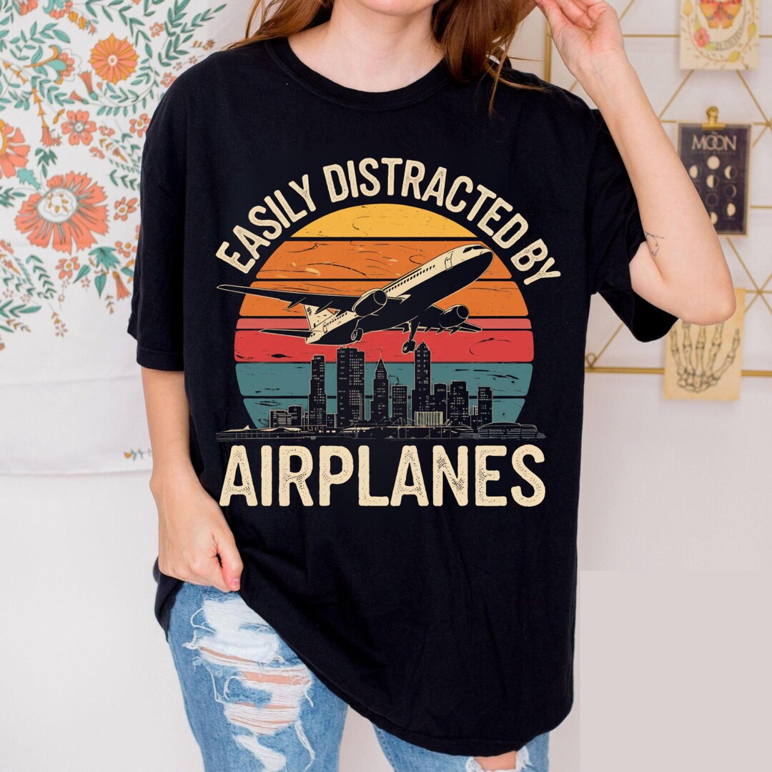 Easily Distracted by Airplanes PNG Vintage Aviation Sublimation File ...