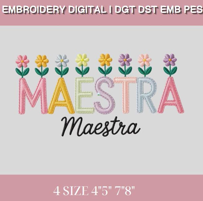 Maestra Embroidery File Teacher Design for School Classroom Gift Teach ...