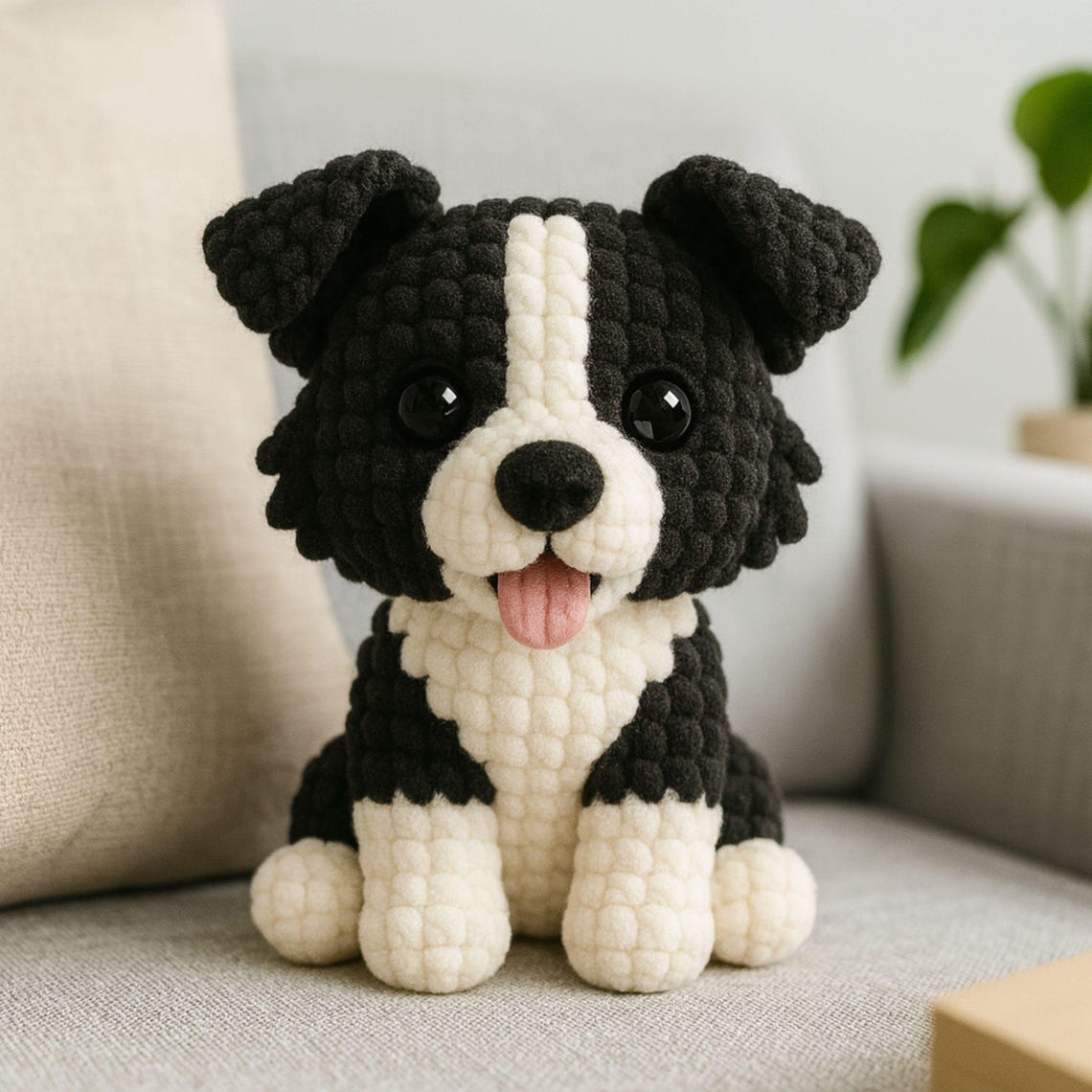 Crochet Border Collie Plush – Amigurumi Black White Puppy Dog, Handmade ...
