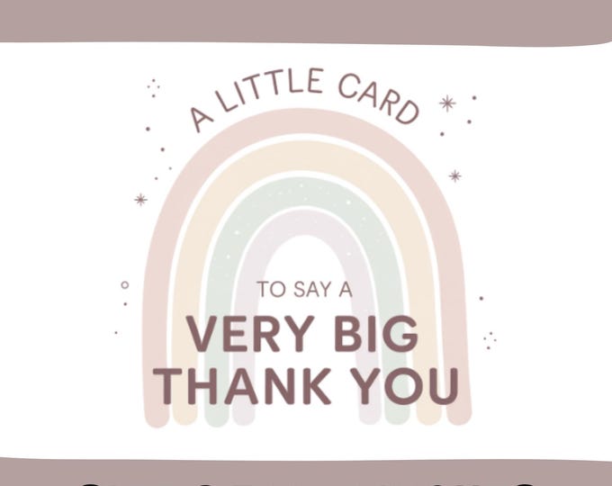 Thank You Cute Card With Cute Cute Rainbow Design and Name Gift Card ...