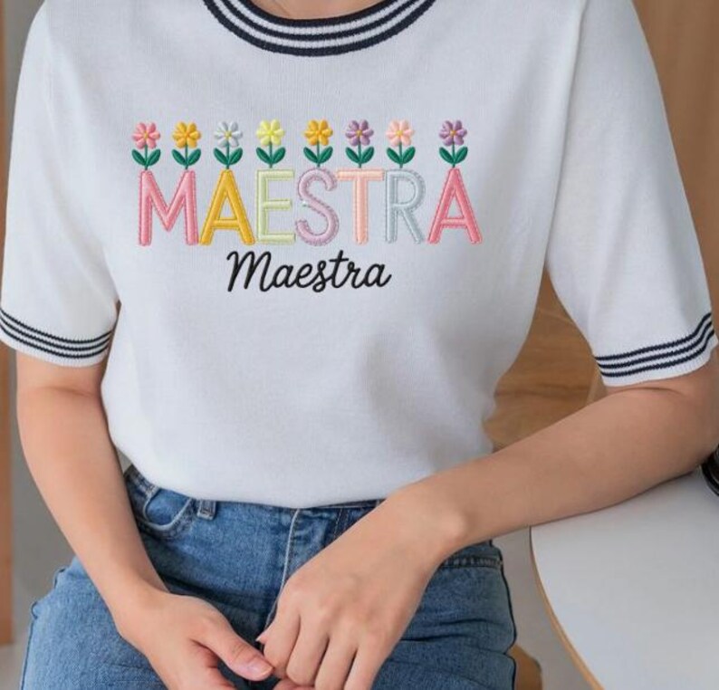 Maestra Embroidery File Teacher Design for School Classroom Gift Teach ...