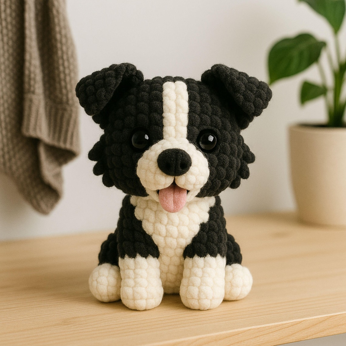 Crochet Border Collie Plush – Amigurumi Black White Puppy Dog, Handmade ...