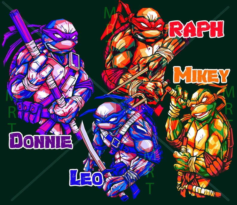 TMNT Leo, Donnie, Mikey, Raph Graphic - Use for Tumbler Wraps and Other ...