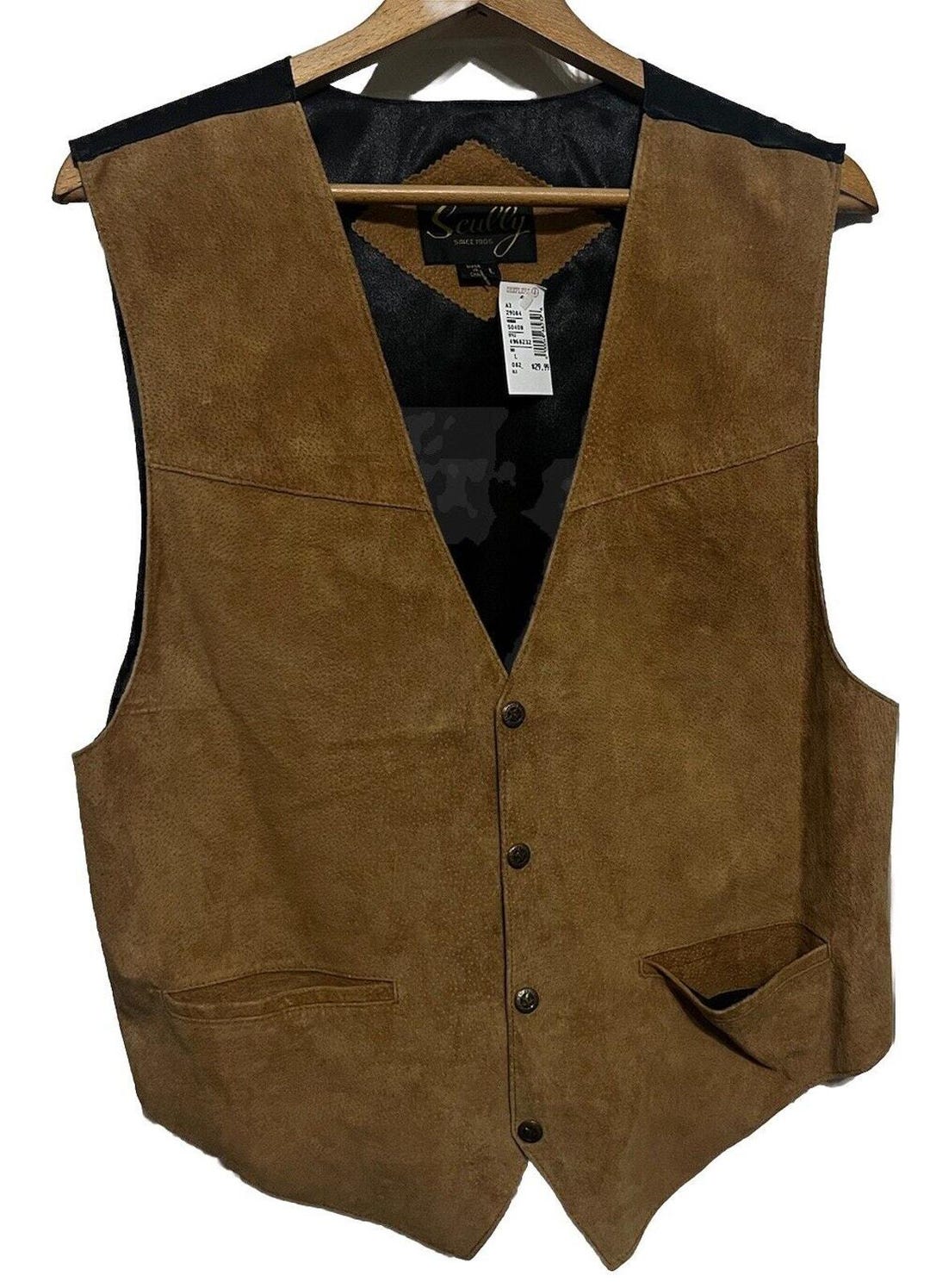 Scully Vest Mens Extra Large Brown Tan Leather Suede Adjustable Western ...