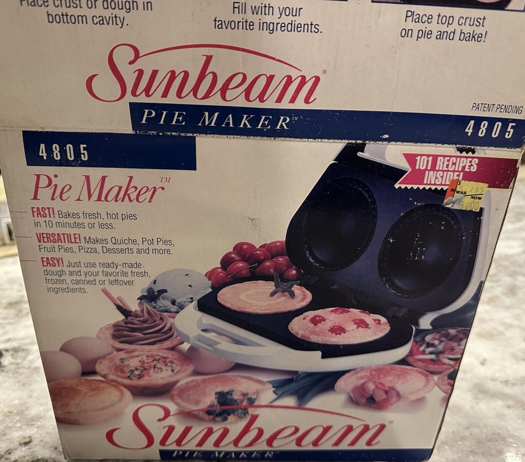 1993 Sunbeam Oster Mini Pie Maker Model 4805 Box Recipes Pie Rings - Etsy