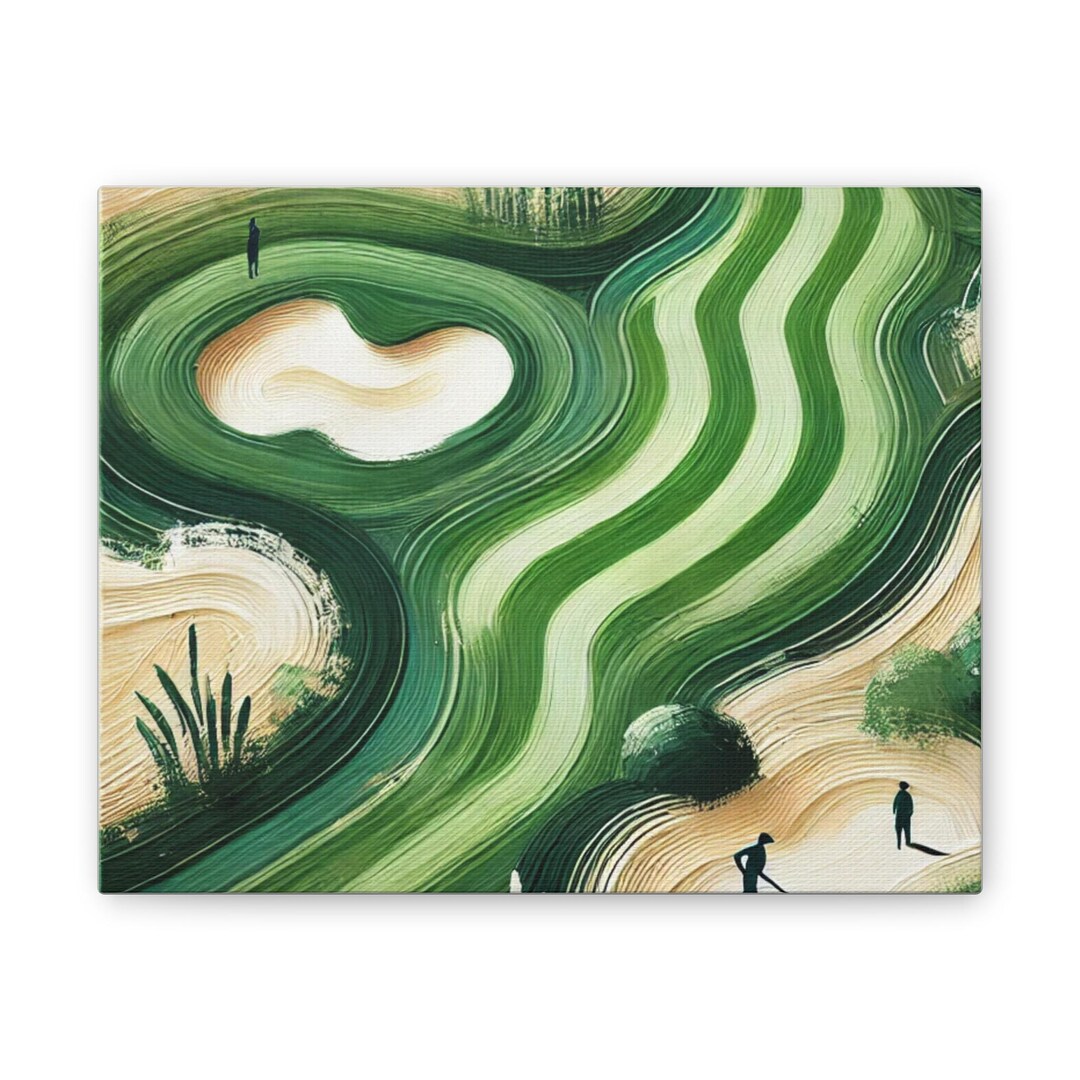 Modern Abstract Golf Course Wall Art - Aerial View Painting on Canvas ...