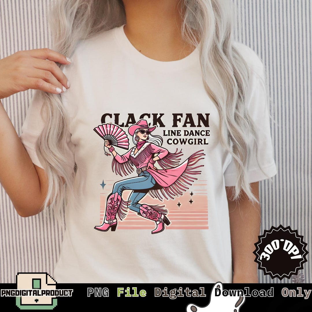 Clack Fan Cowgirl PNG - Sassy Line Dance Western Graphic - Pink Cowgirl ...