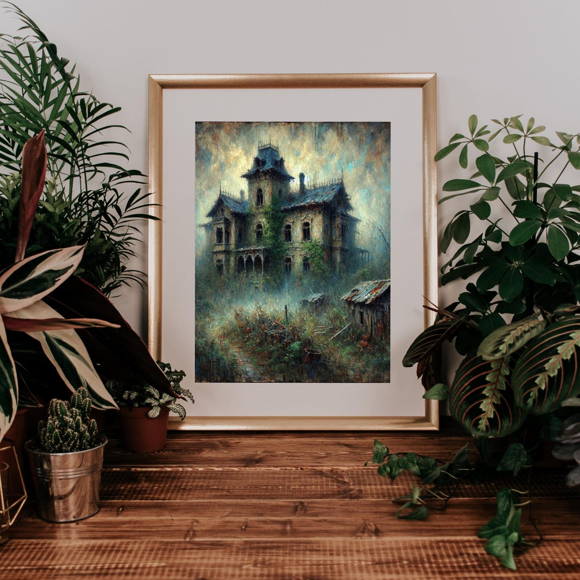 Digital Print Wall Art Overgrown Mansion Deserted Mansion Living Room ...