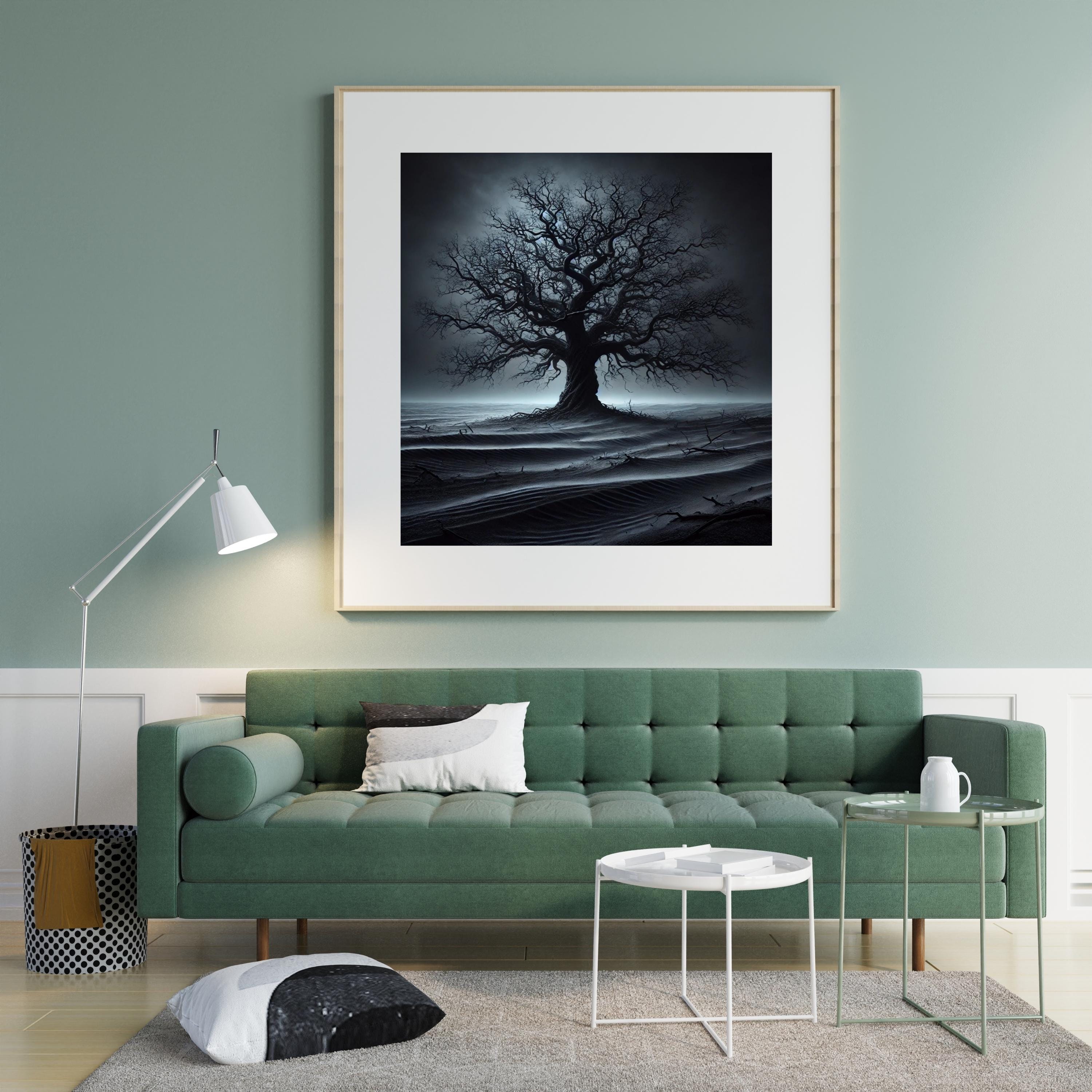 Abstract Barren Tree Landscape Art Print: Moody Living Room Decor ...
