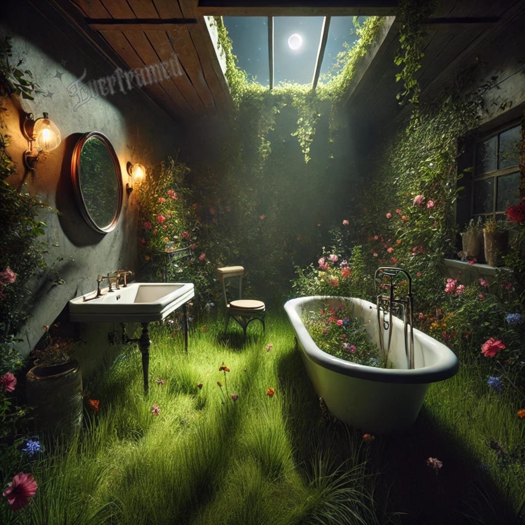 Overgrown Bathroom Art Print: Greenery Decor (digital Download) - Etsy