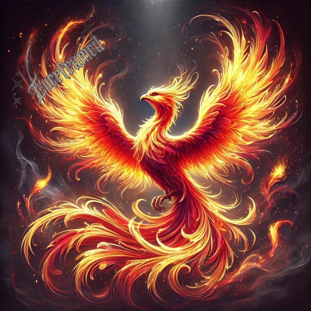 Red Phoenix Art Print: Mythical Fire Bird Still Life (digital Download ...