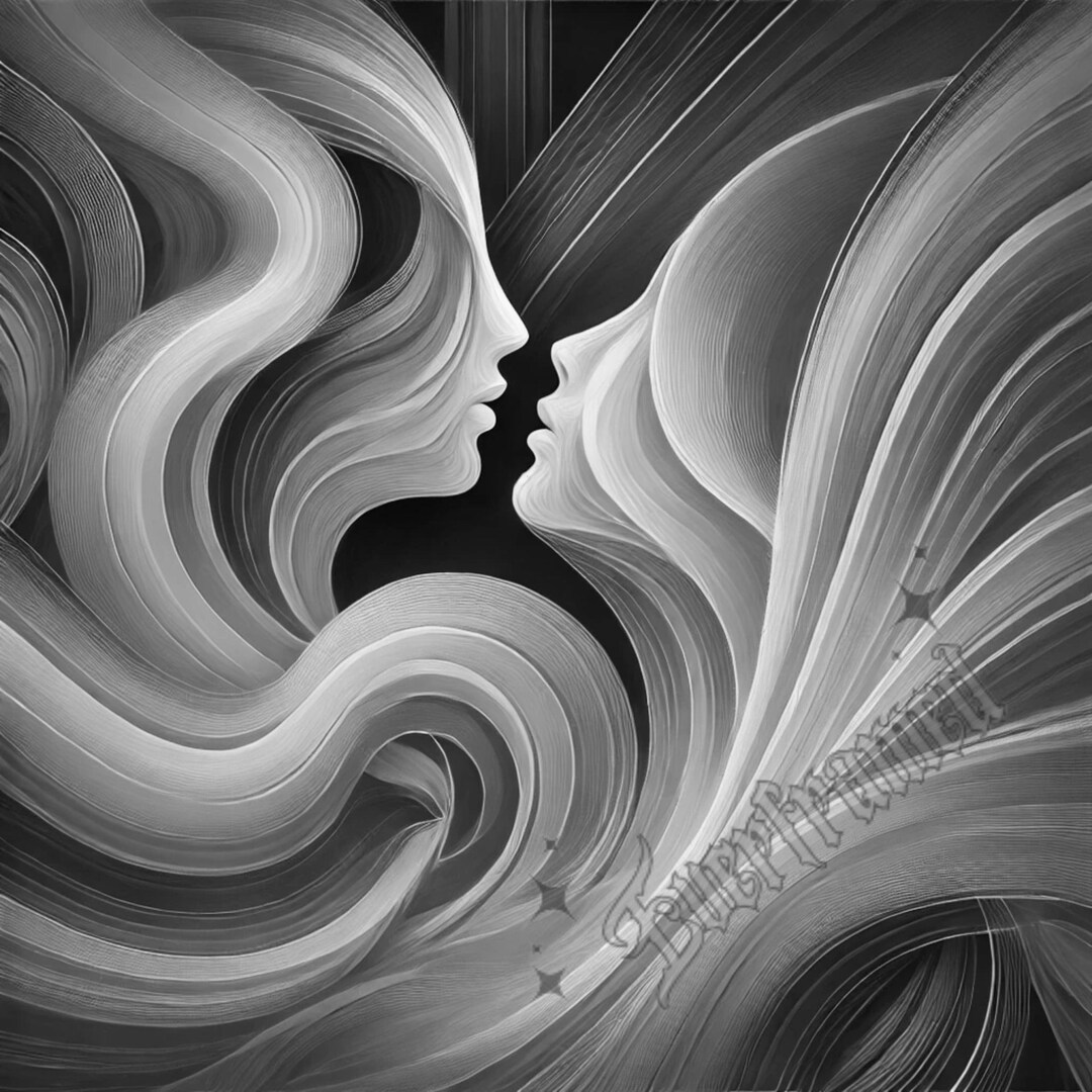 Digital Print Wall Art Abstract Art Kissing Art Lips Art Living Room ...