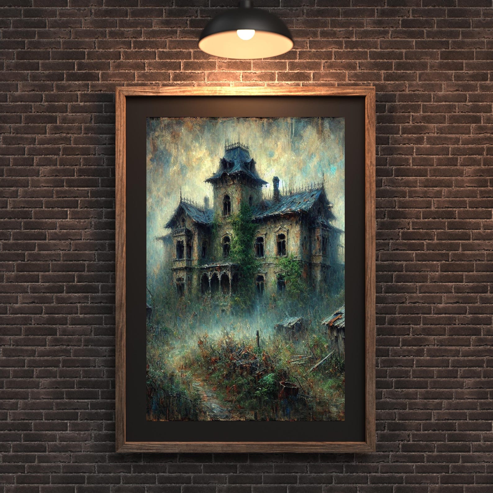 Digital Print Wall Art Overgrown Mansion Deserted Mansion Living Room ...