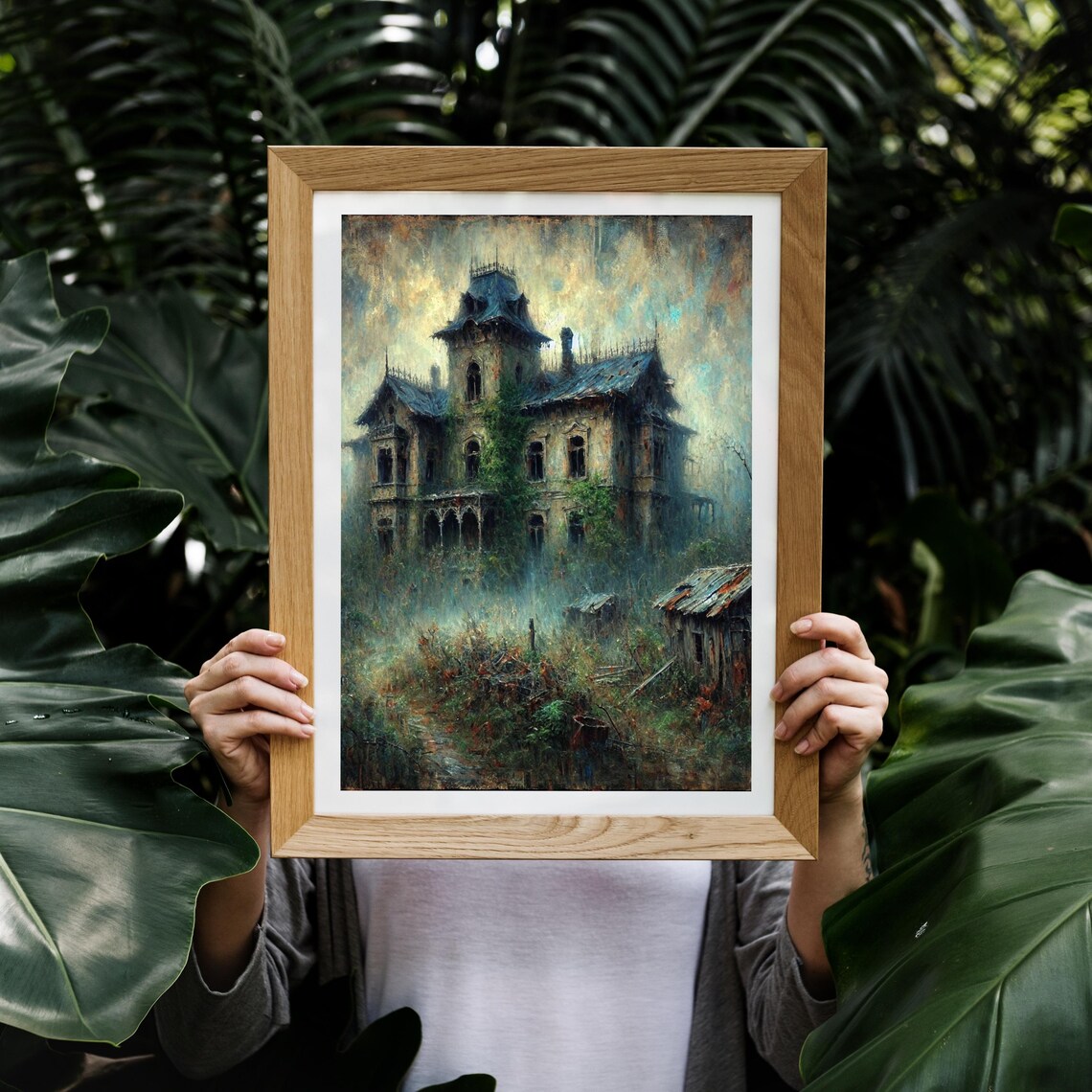 Digital Print Wall Art Overgrown Mansion Deserted Mansion Living Room ...