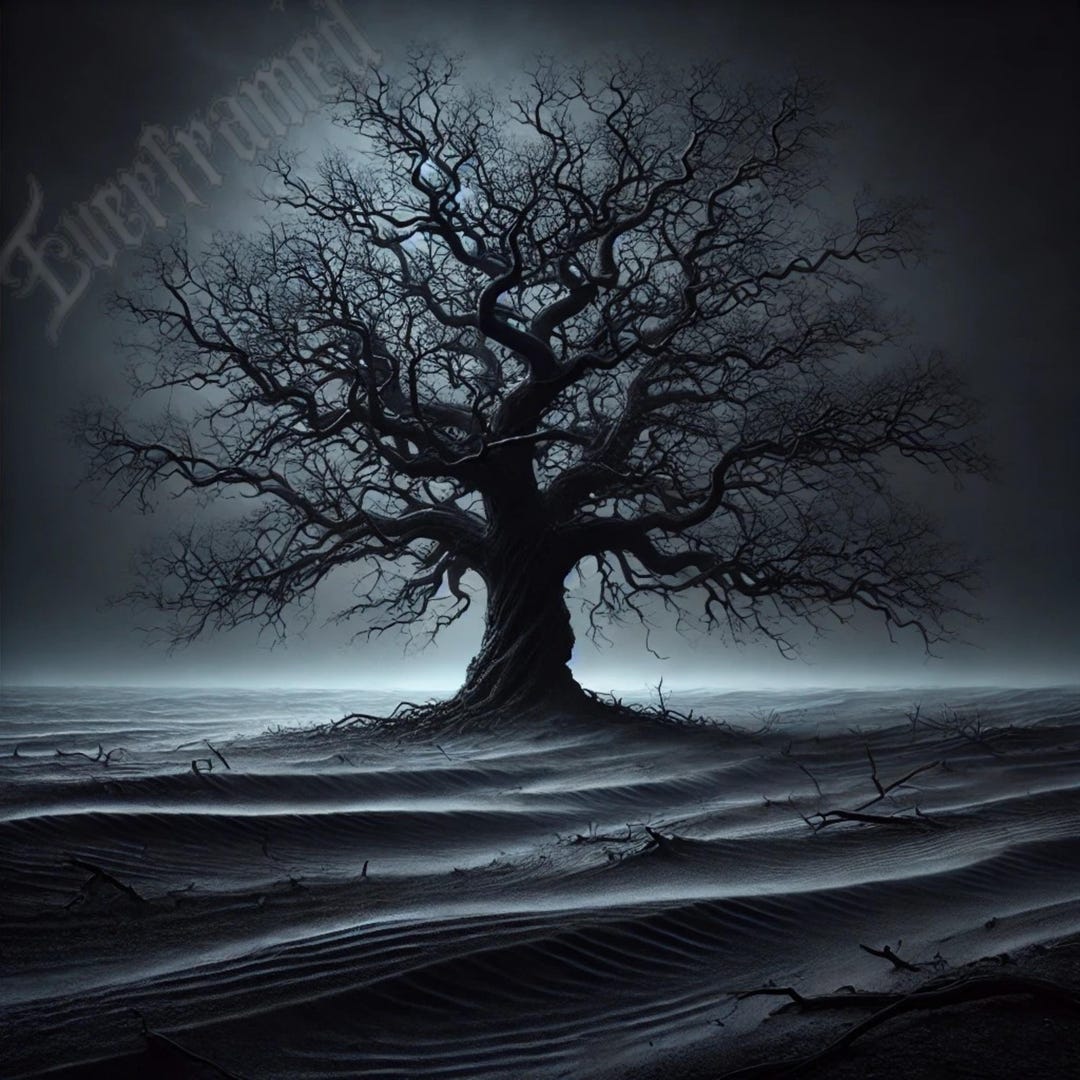 Abstract Barren Tree Landscape Art Print: Moody Living Room Decor ...