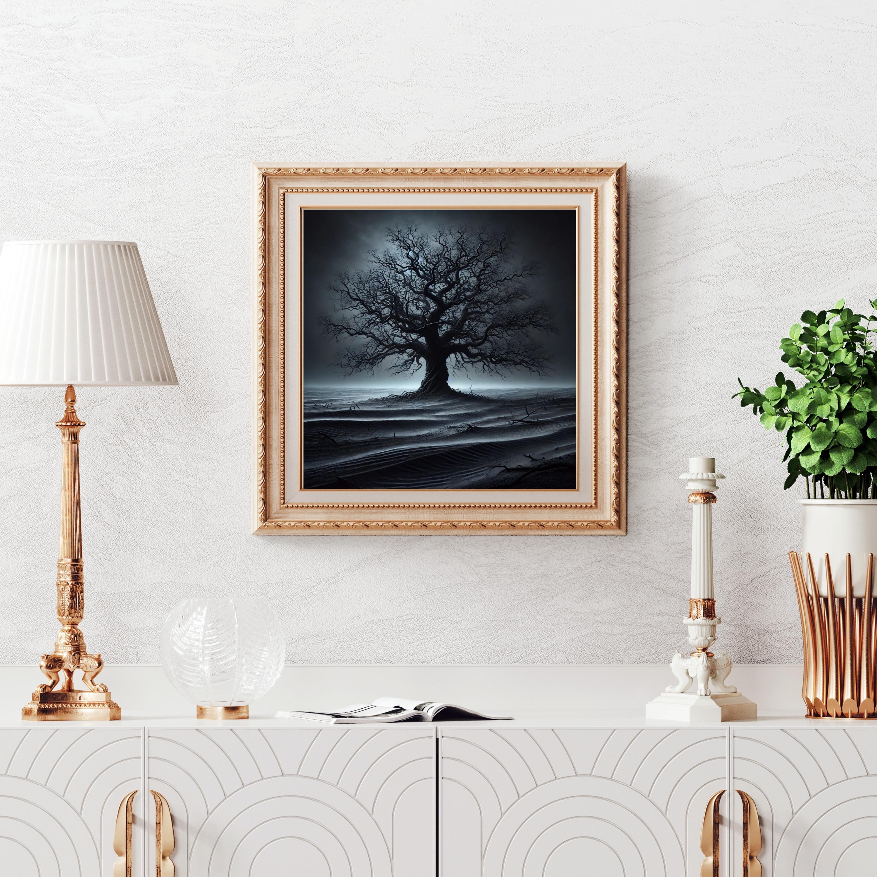 Abstract Barren Tree Landscape Art Print: Moody Living Room Decor ...