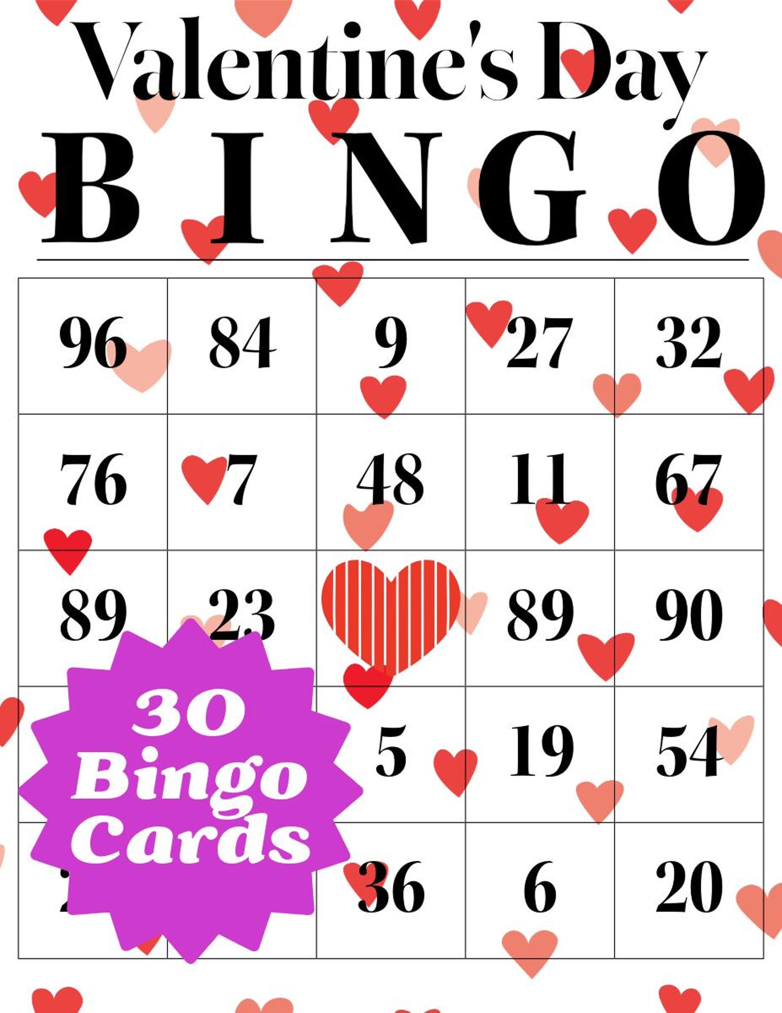 Valentine’s Day Bingo | Valentine’s Day Bingo Game for Kids and Adults ...