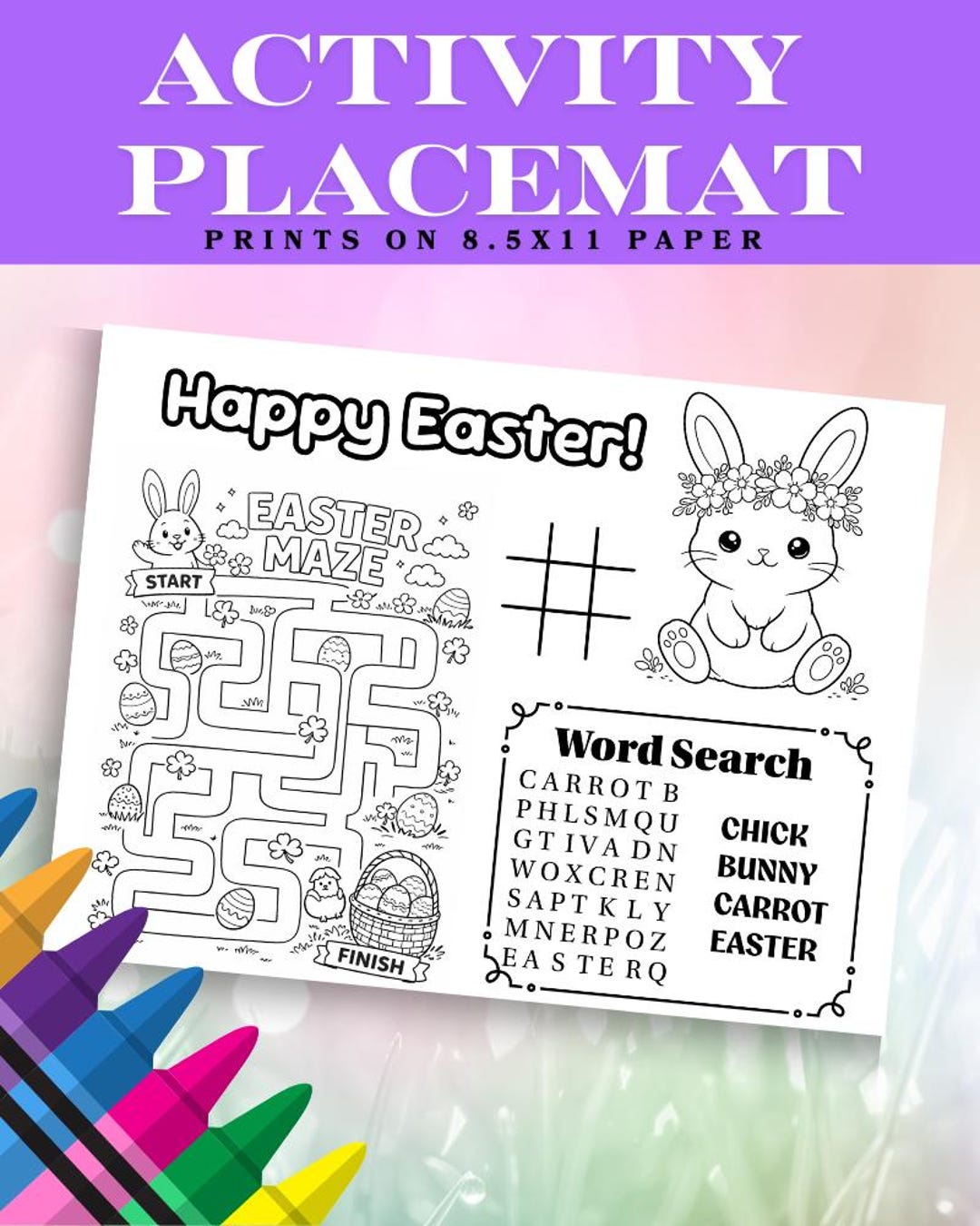 Easter Activity Placemat Printable | Easter Kids | Coloring Pages, Maze ...