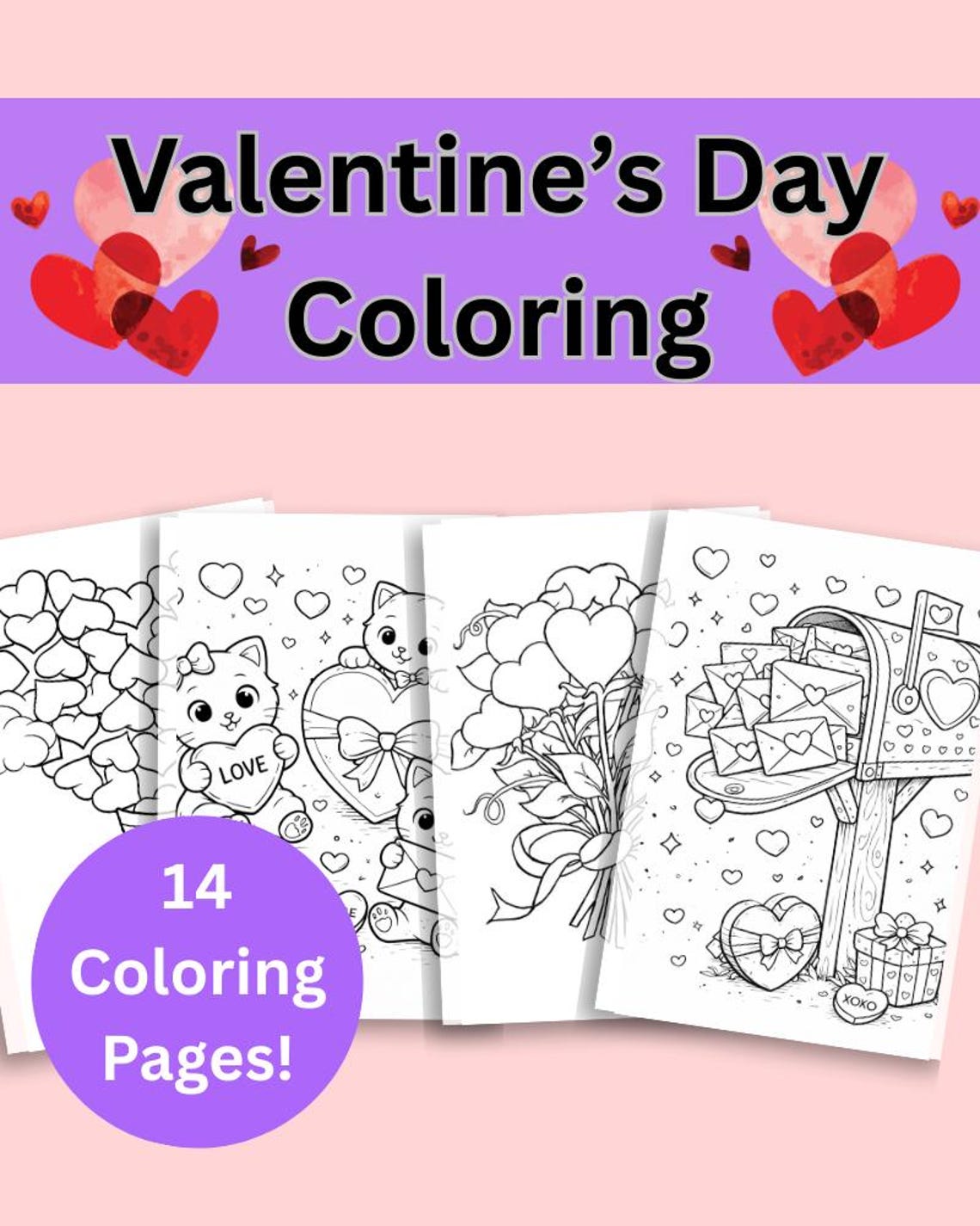 Valentine’s Day Coloring Pages for Kids | Cute Easy Coloring Sheet ...