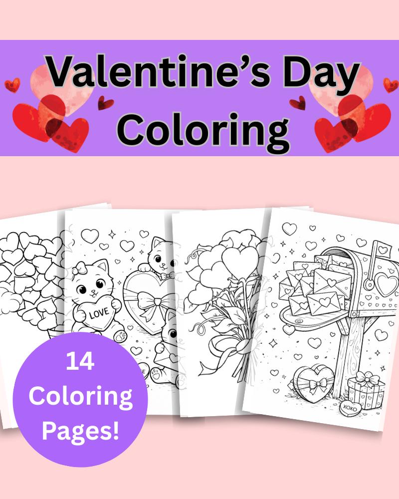 Valentine’s Day Coloring Pages for Kids | Cute Easy Coloring Sheet ...
