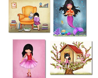 Set of 4 posters for girls roomchildrens room | Etsy