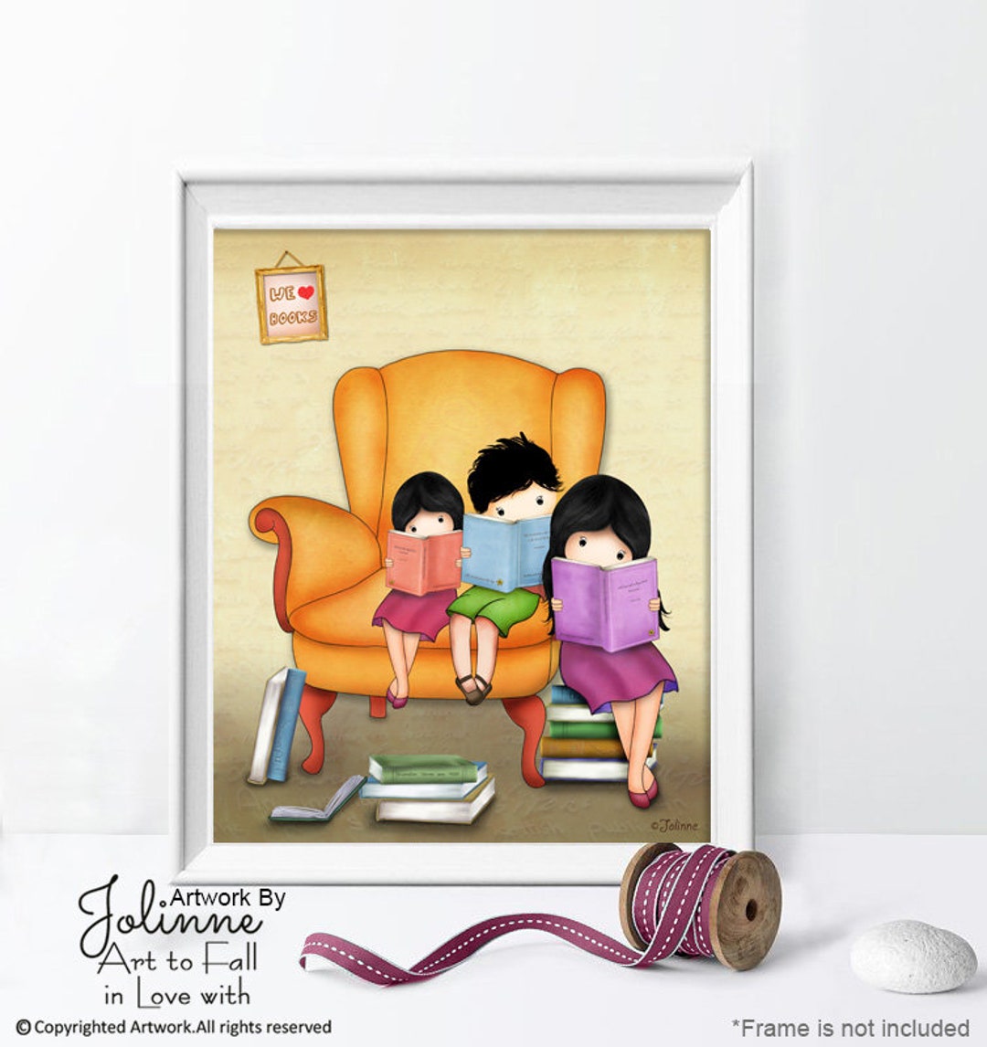 Kids Reading Books Posters,children's Reading Room Decor,book Nook Wall ...