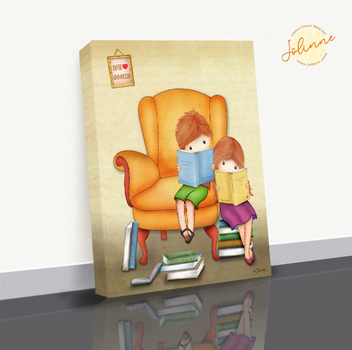 Kids Reading Books Wall Art Canvas Printbook Lover Wall | Etsy