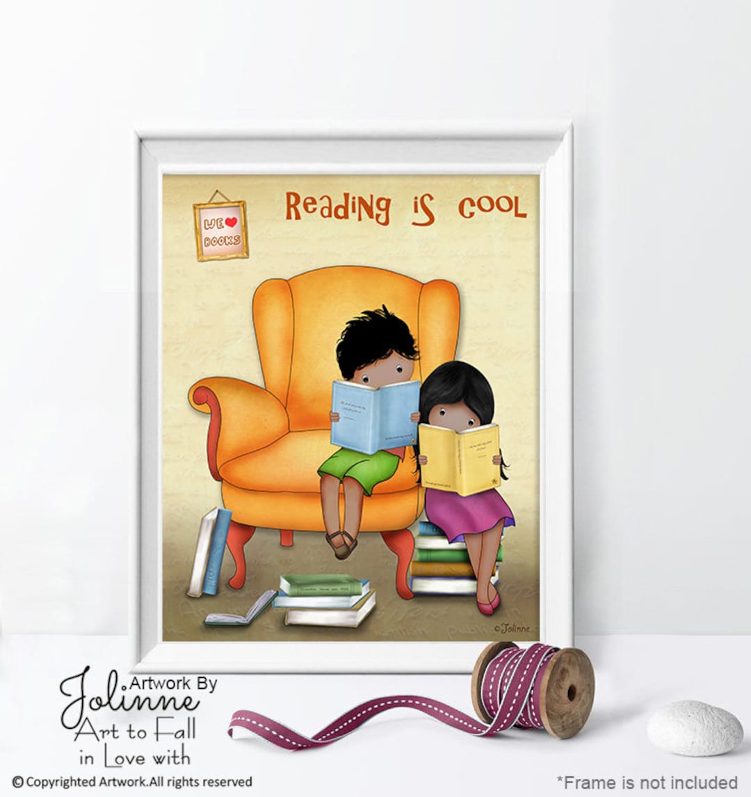 Reading is Cool Kids Wall Art Poster,children Library Picture,book ...