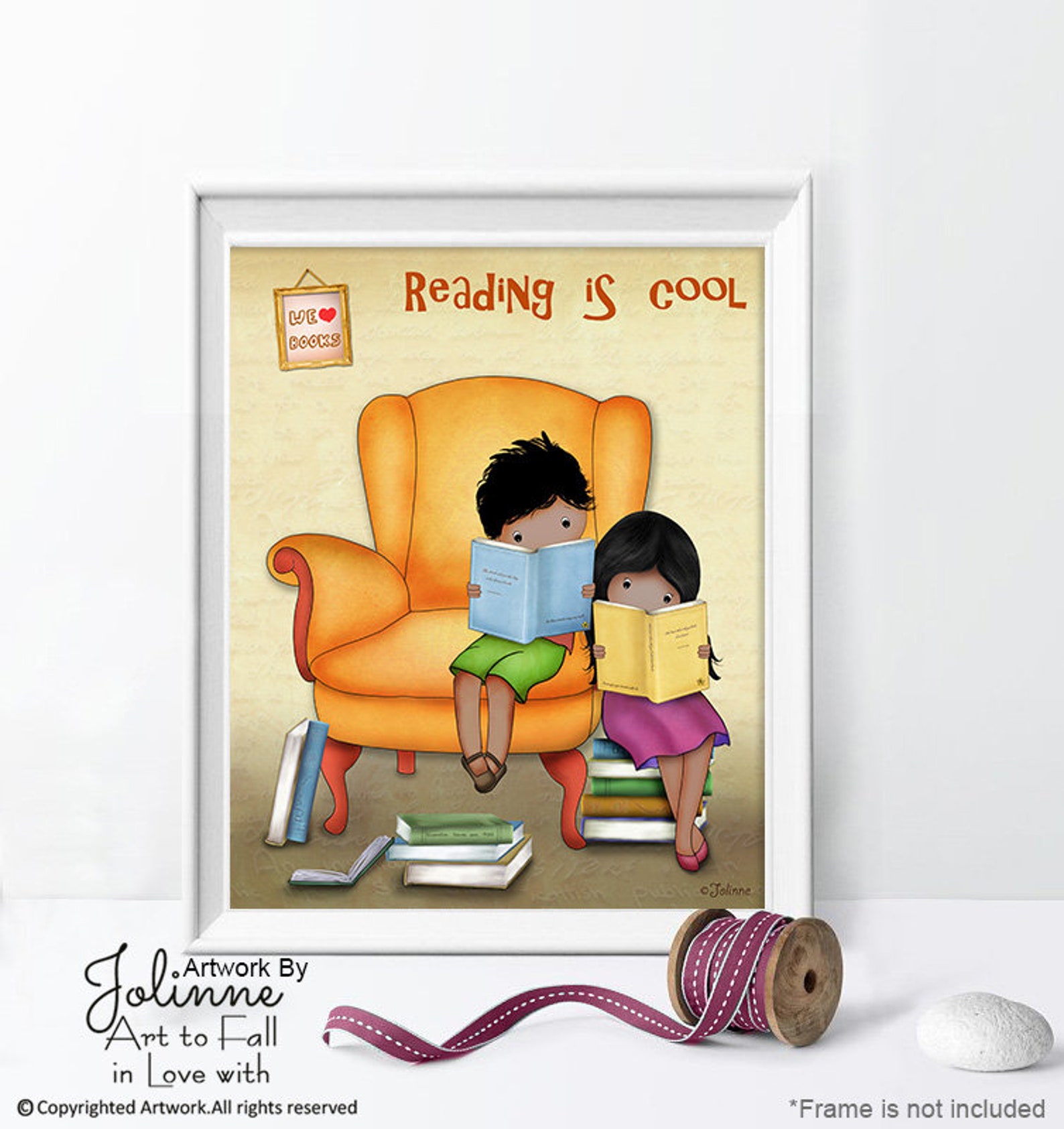 Reading is Cool Kids Wall Art Posterchildren Library | Etsy