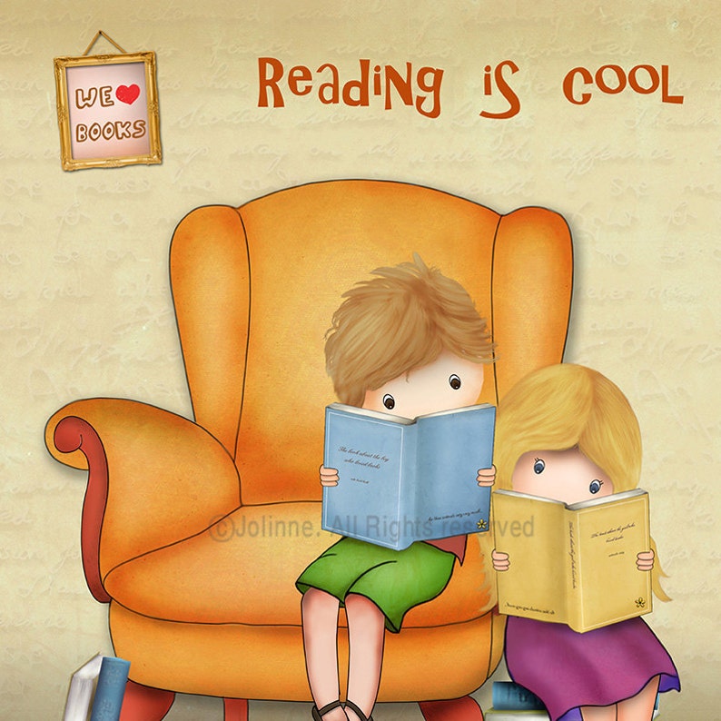 Reading is Cool Kids Wall Art,book Wall Decor Child Room,library Wall ...