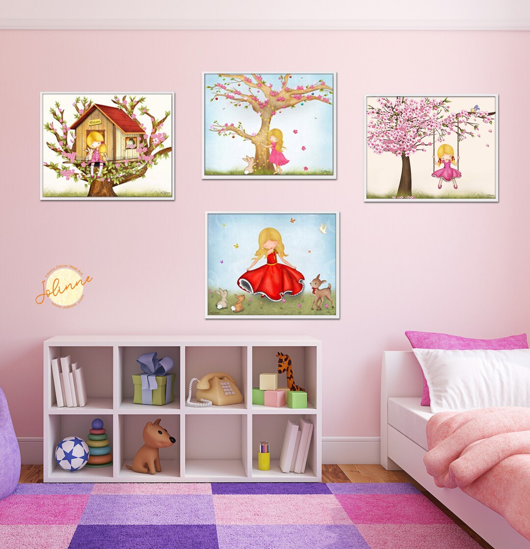 Set of 4 Posters for Girls Bedroom,colorful Posters Set Girls,toddler ...