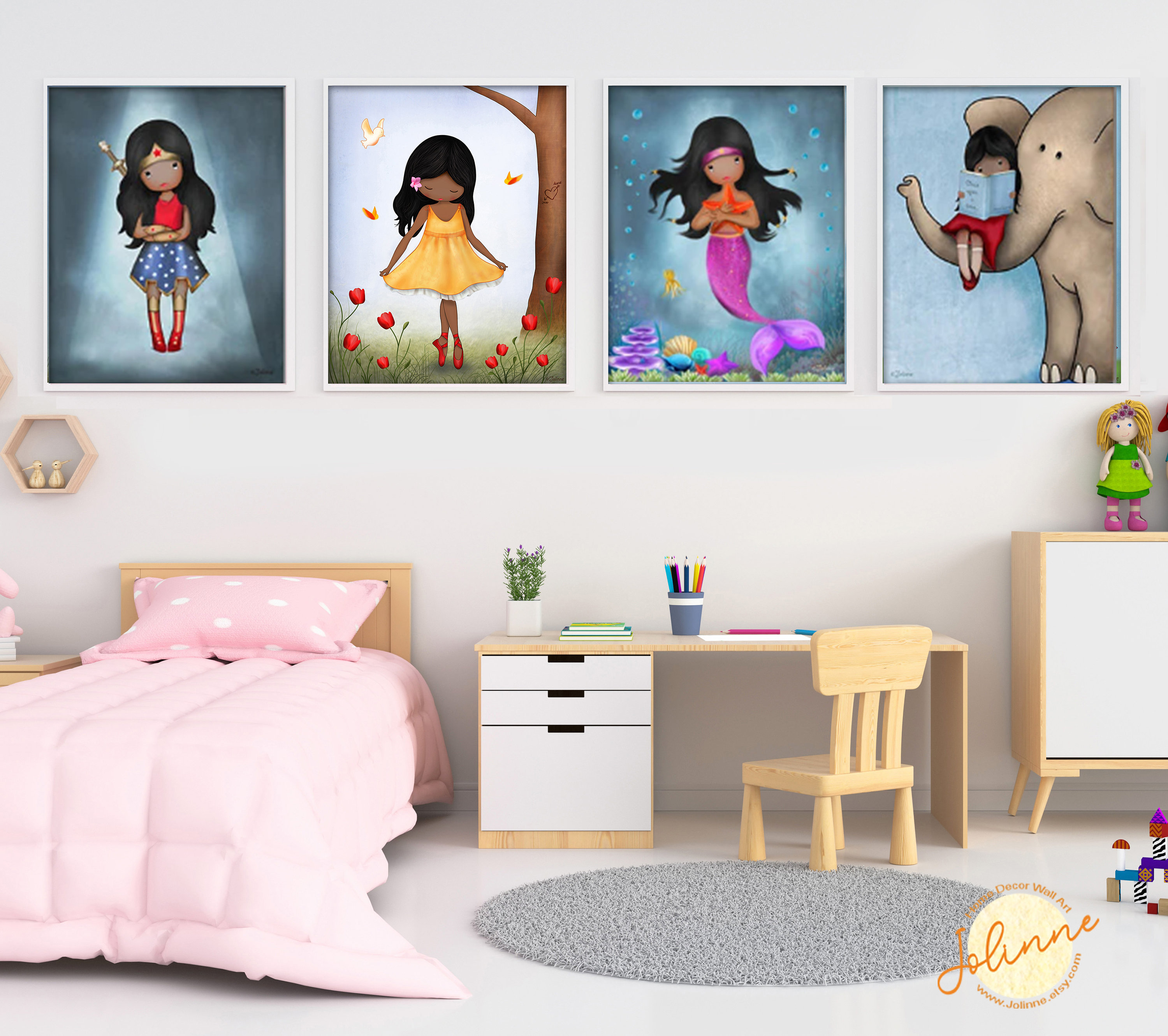 Meisjes Kamer Muur Posters set Meisjes slaapkamer blauw - Etsy Nederland