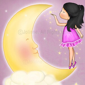 Wall Art Print for Girl Bedroom,moon and Stars Art,kids Room Art,girls ...