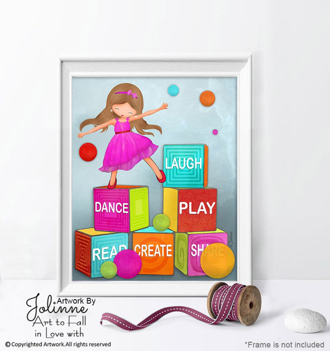 Laugh Dance Play Read Create Share Kids Wall Art Poster,children ...