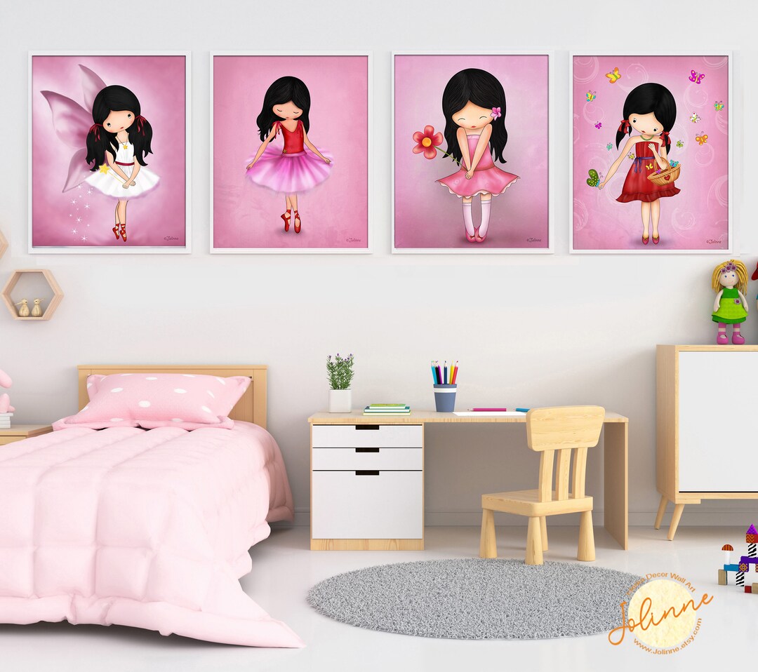 Set of 4 Toddler Wall Art Prints,8x10 Set Pink Nursery Decor,custom ...