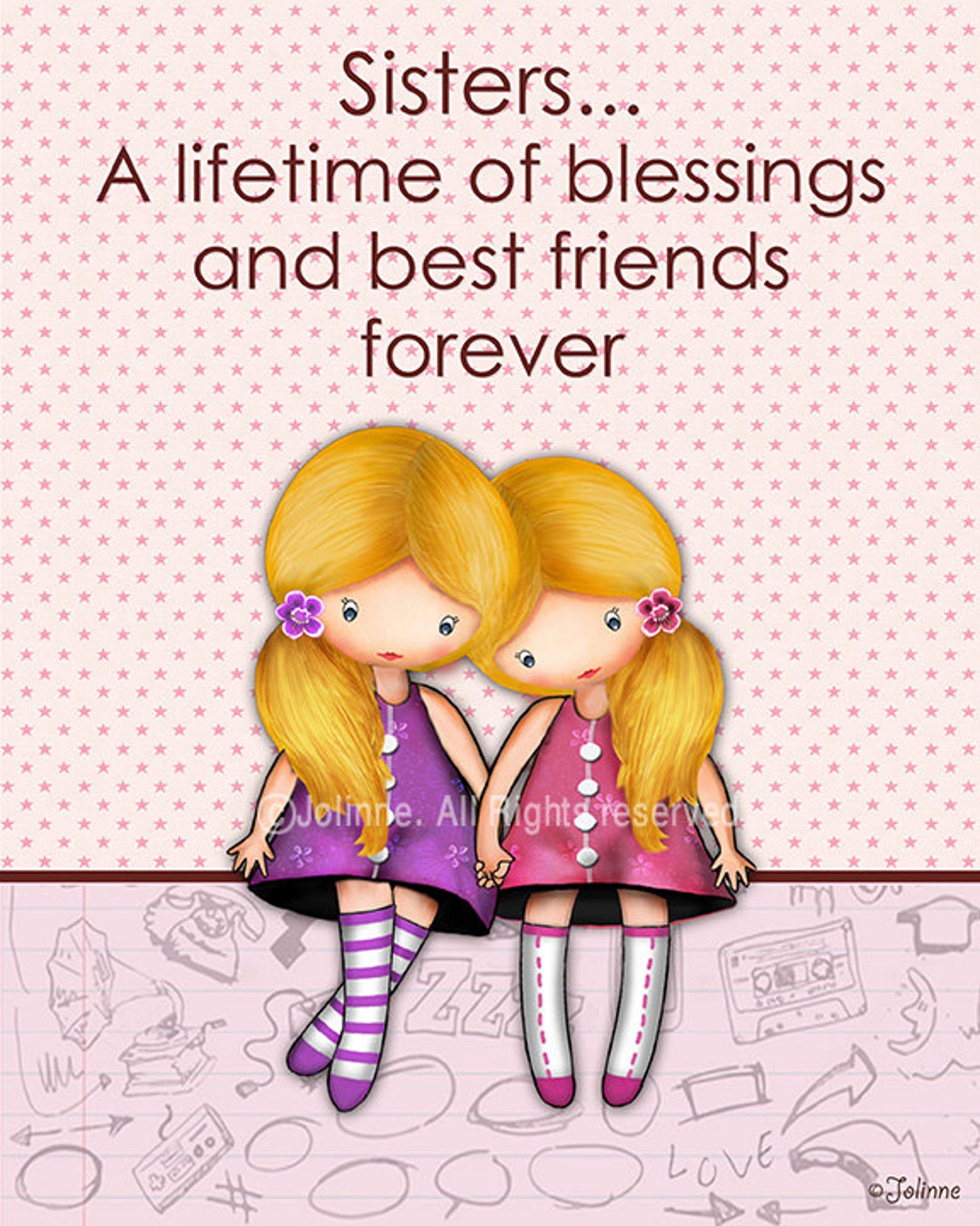 Sister Best Friends Art,sister Wall Art,8x10 Sisters Room Poster ...