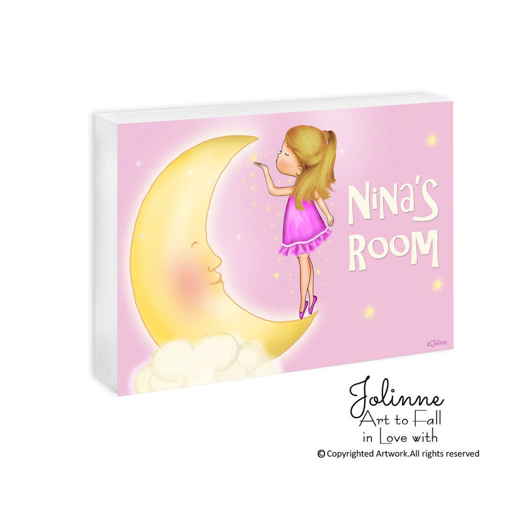 Custom Kid Door Sign Moon,personalized Name Plaque,wall Decoration Baby ...