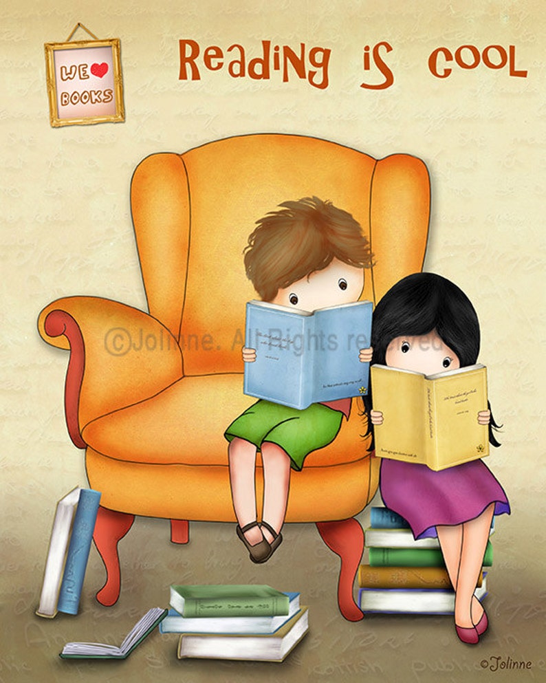 Reading is Cool Kids Wall Artbook Wall Decor Child - Etsy UK