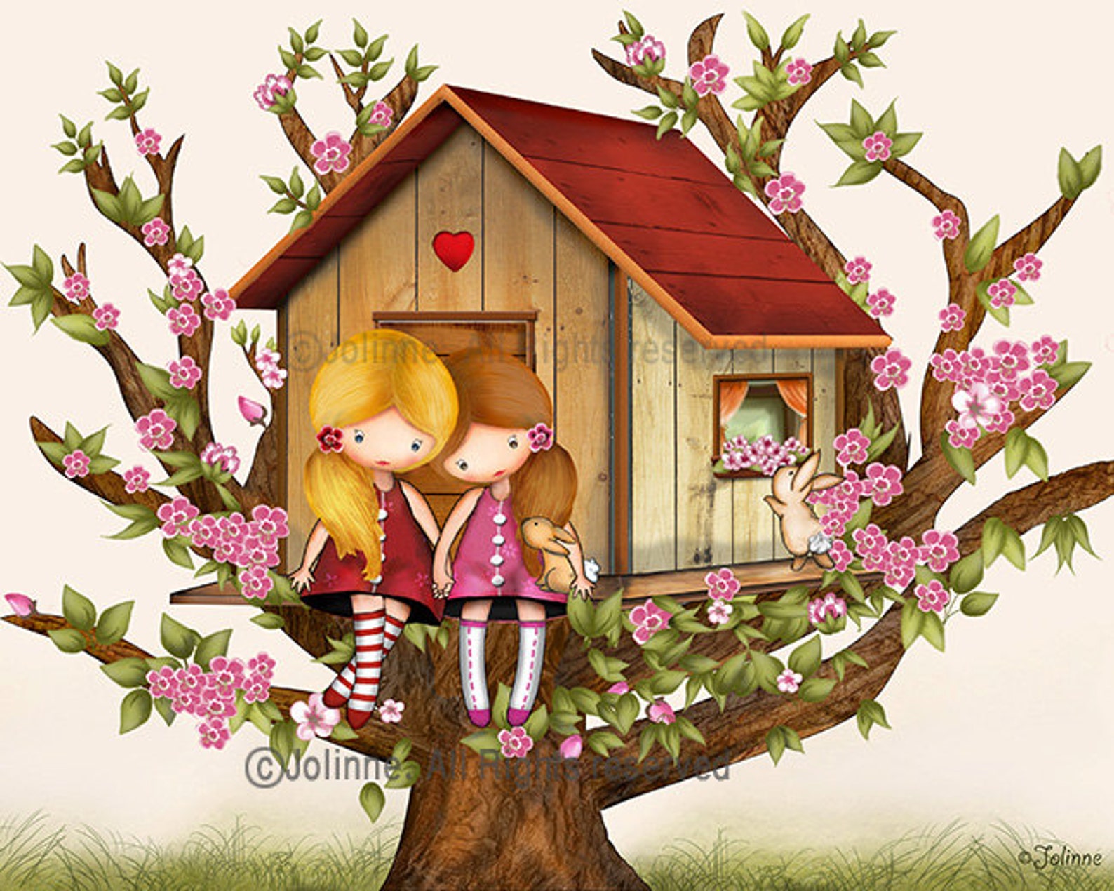 Sisters Tree House Wall Artsisters Bedroom Wall Artpicture | Etsy