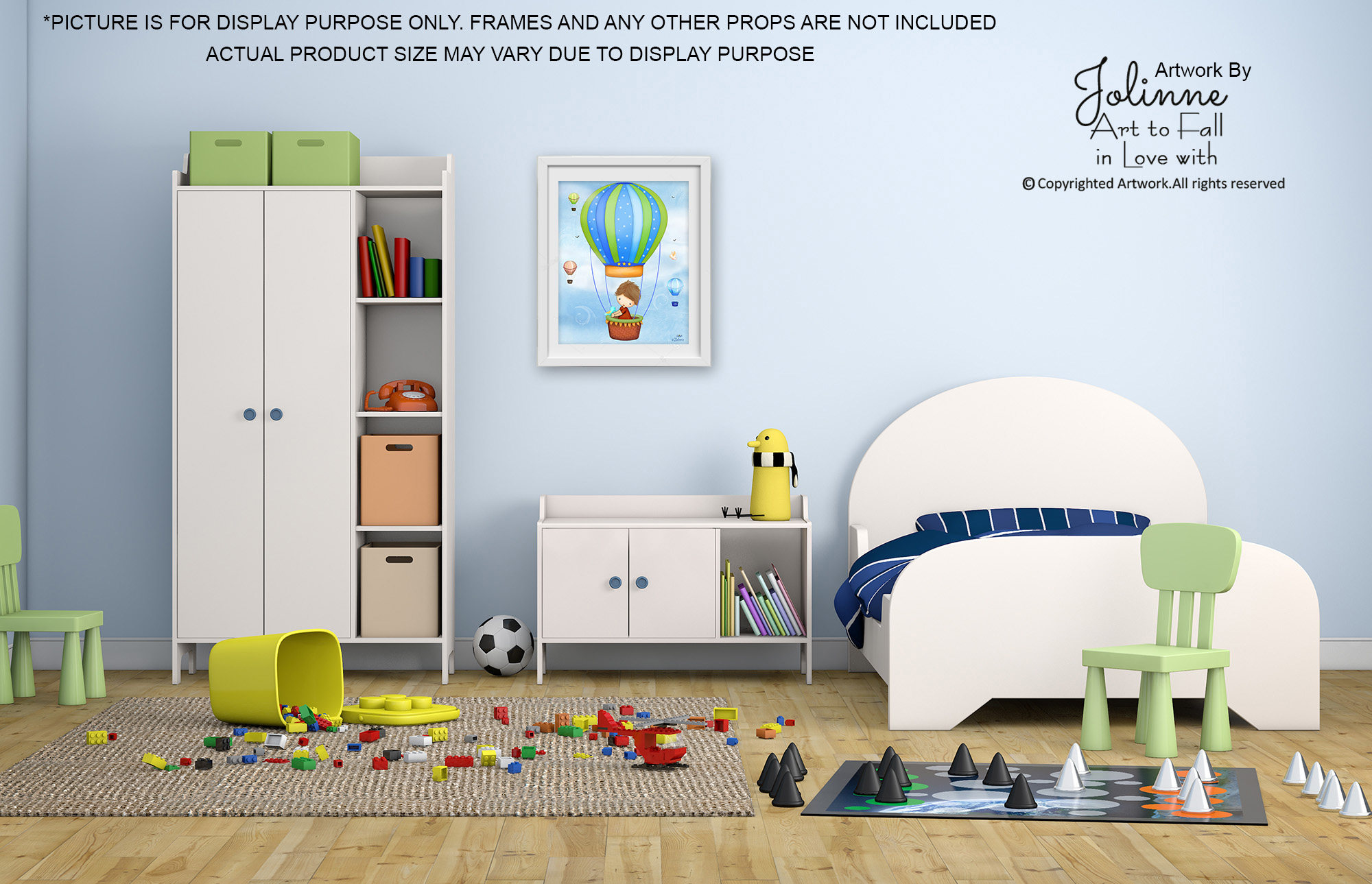 Boys Room Wall Art Poster, Kids Room Decor, Hot Air Balloon Boy Picture ...