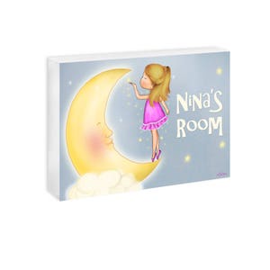 Custom Kid Door Sign Moon,personalized Name Plaque,wall Decoration Baby ...